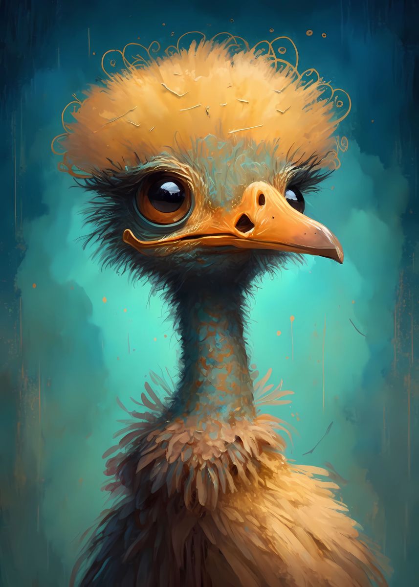 'Ostrich Mythical adventure' Poster, picture, metal print, paint by ...