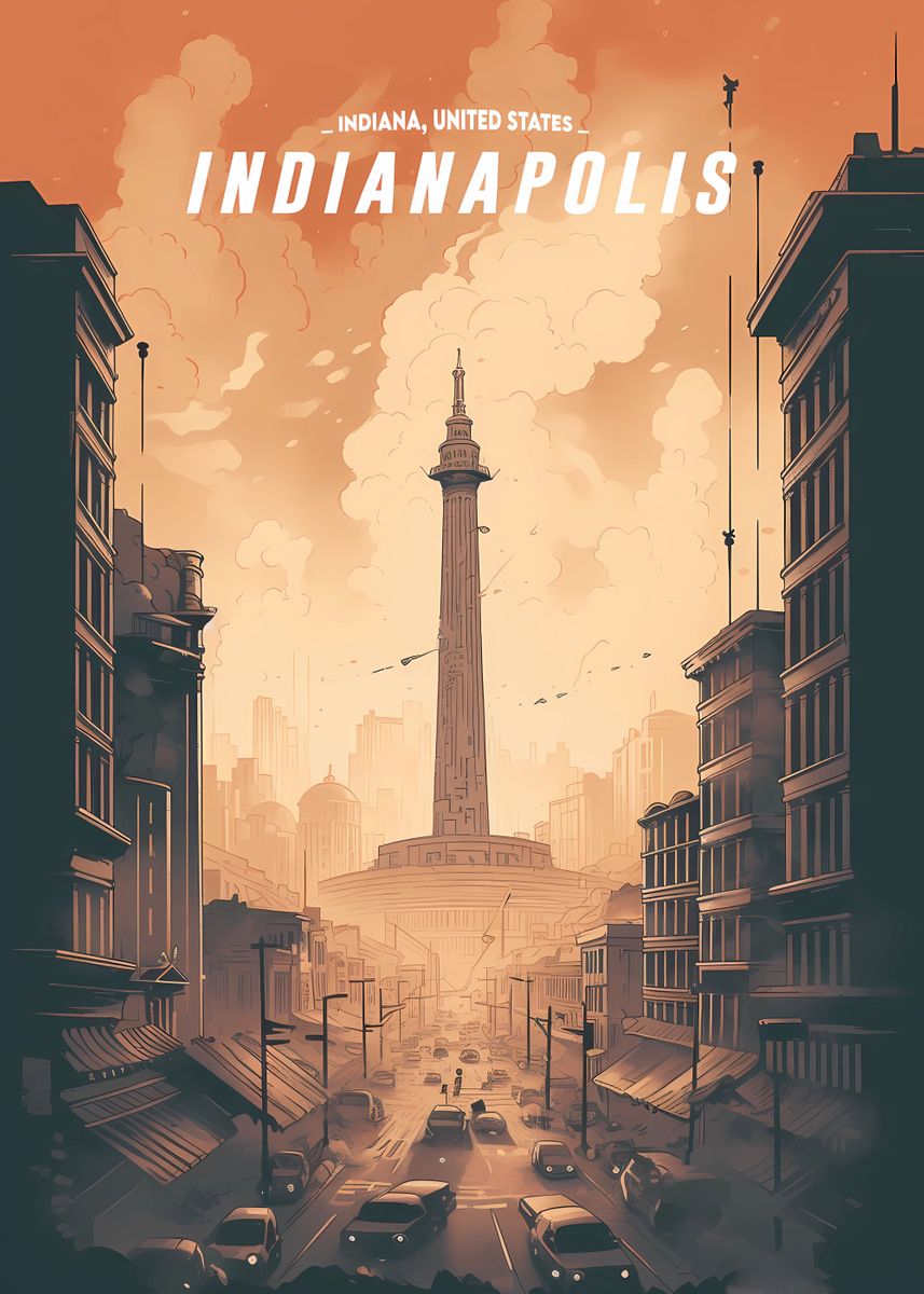 'Indianapolis Urban panoram' Poster, picture, metal print, paint by ...