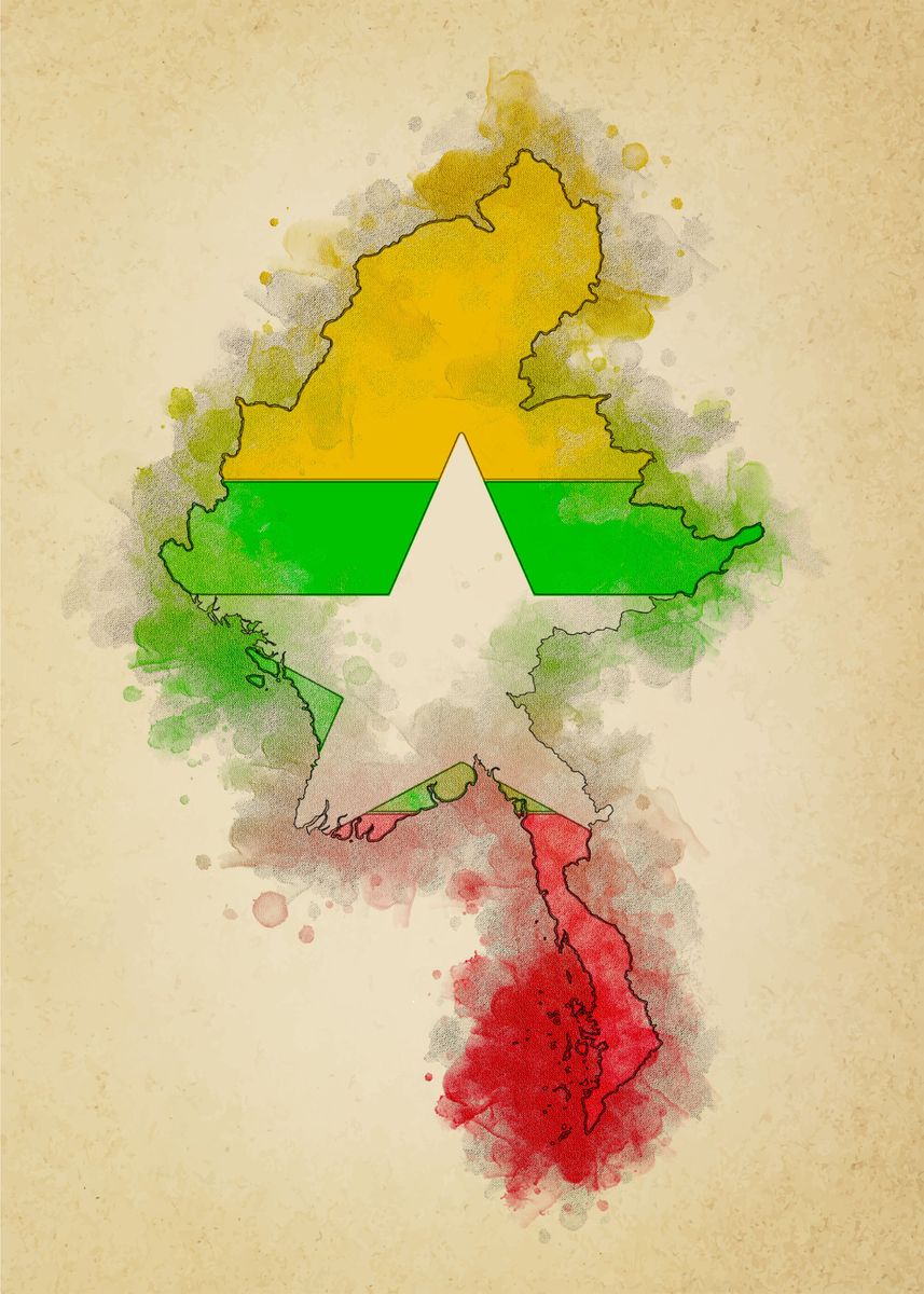 'Myanmar' Poster, picture, metal print, paint by Eli Cassin | Displate