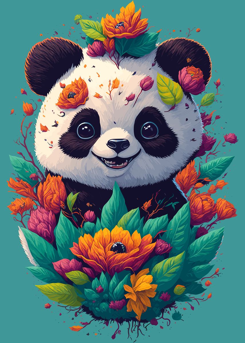'Cute baby panda' Poster, picture, metal print, paint by Portokalis ...