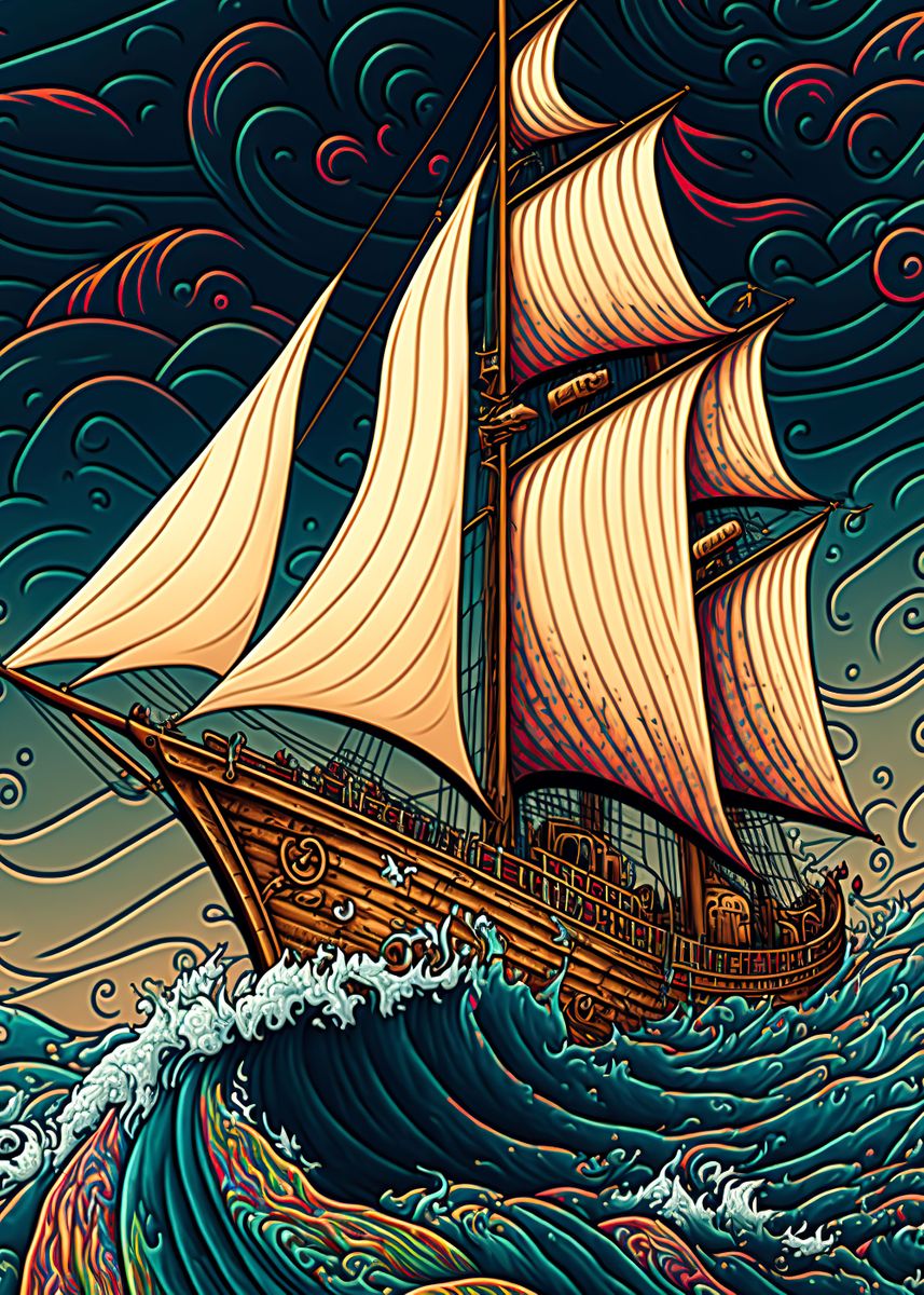 'Pirate ship' Poster, picture, metal print, paint by Ahmet Thorpe ...