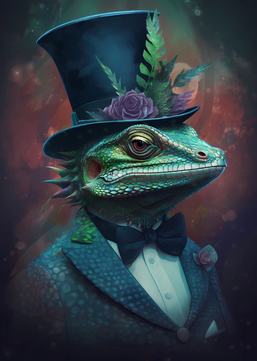 'Lizard' Poster, picture, metal print, paint by Pixel Alchemist | Displate