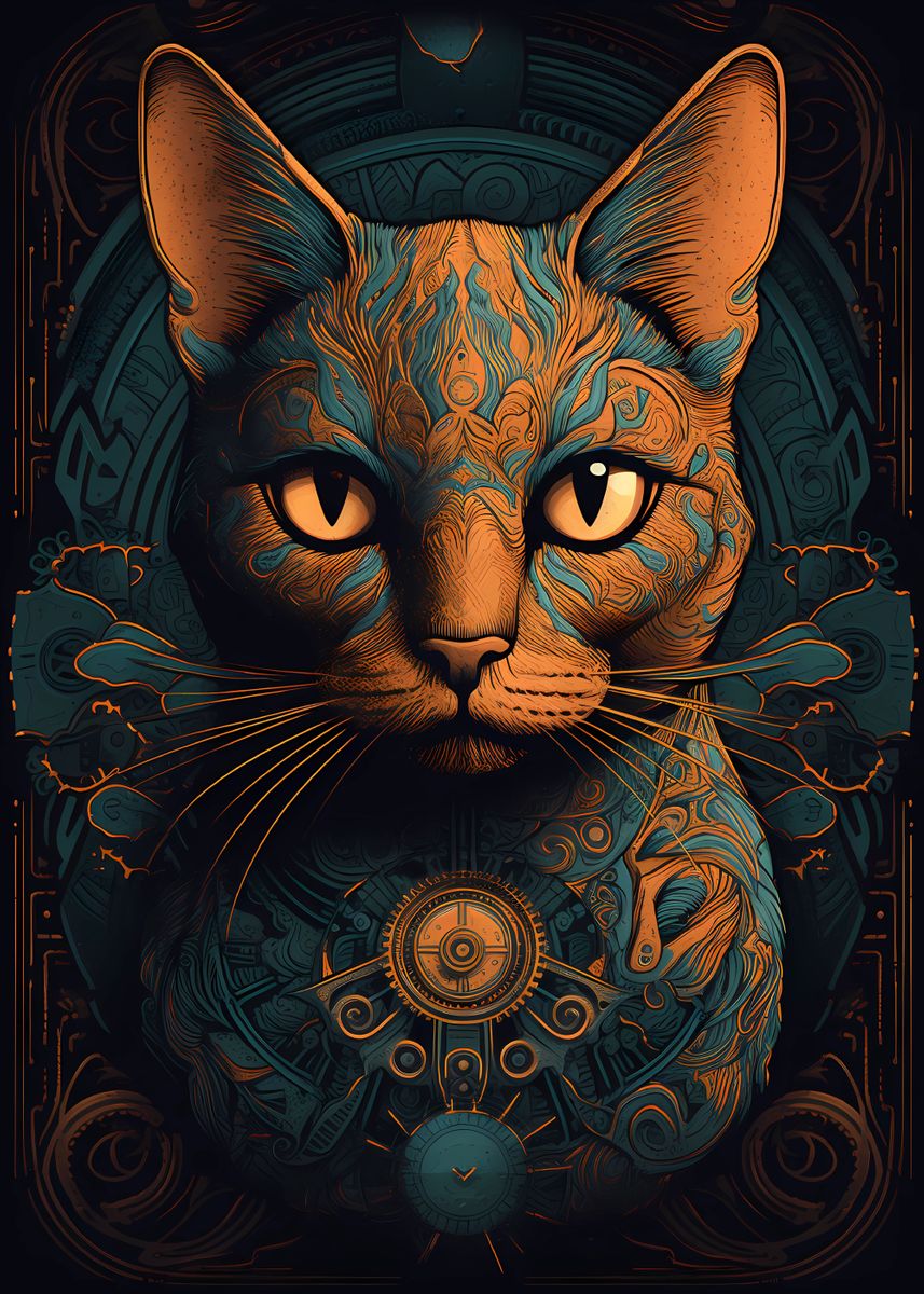 'Abyssinian Cat Ethereal' Poster, picture, metal print, paint by Daxen ...