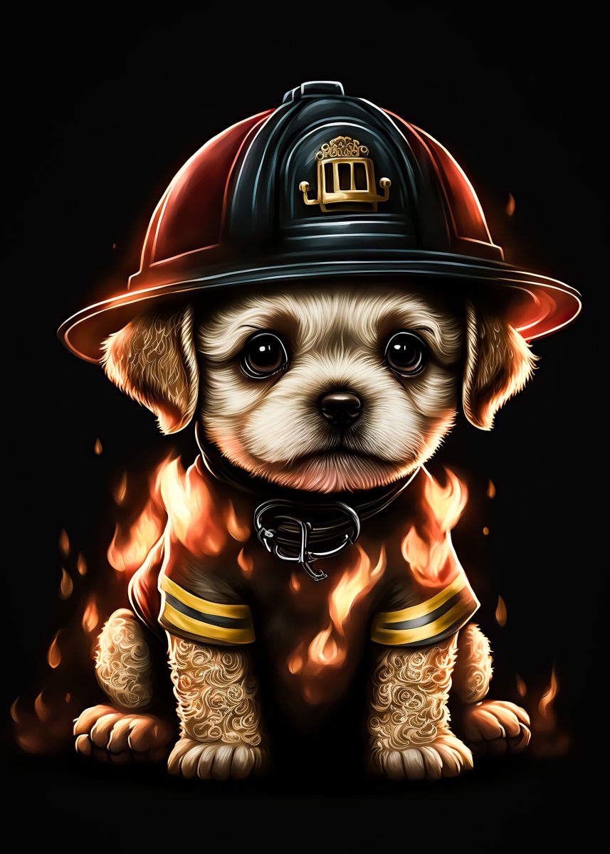 'Dog Firefighter' Poster, picture, metal print, paint by Luke Emery ...