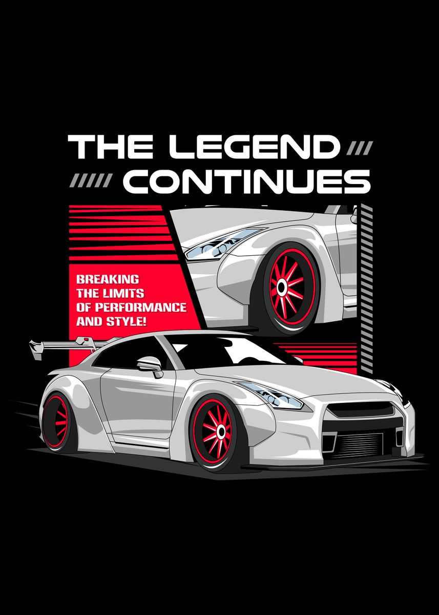 'R35 GTR Car' Poster, picture, metal print, paint by Adam Project ...