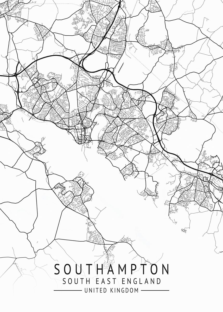 'Southampton UK City Map' Poster, picture, metal print, paint by Gigi ...