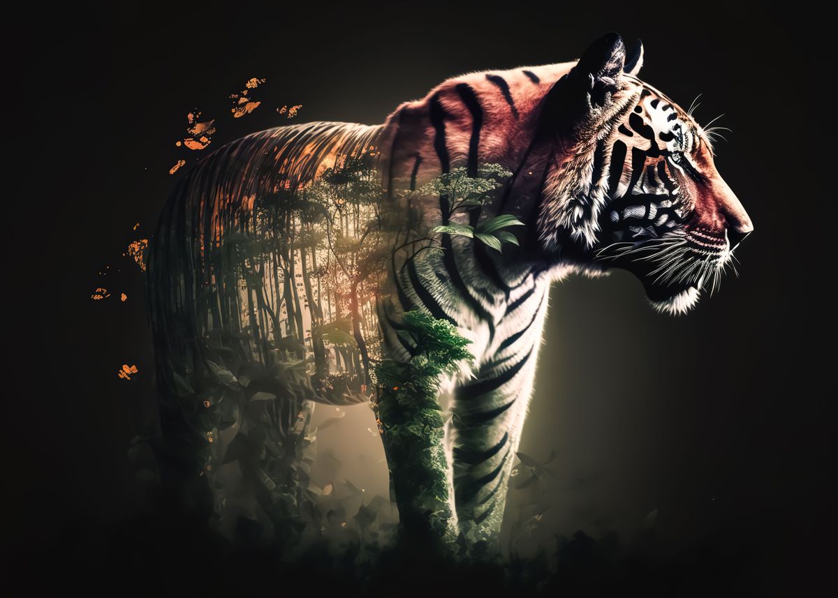 'Tiger Double Exposure' Poster by Chloe Connelly | Displate