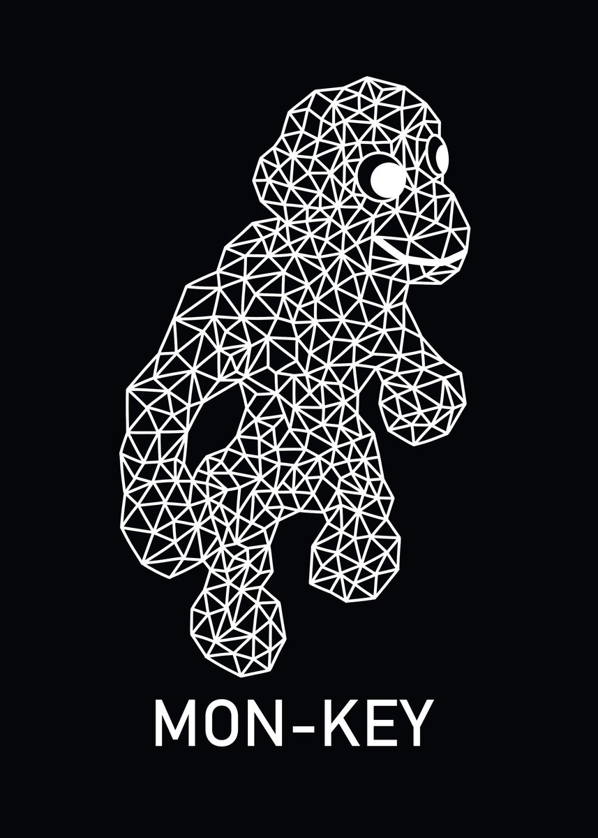 'Geometric Monkey Animal' Poster, picture, metal print, paint by masn ...