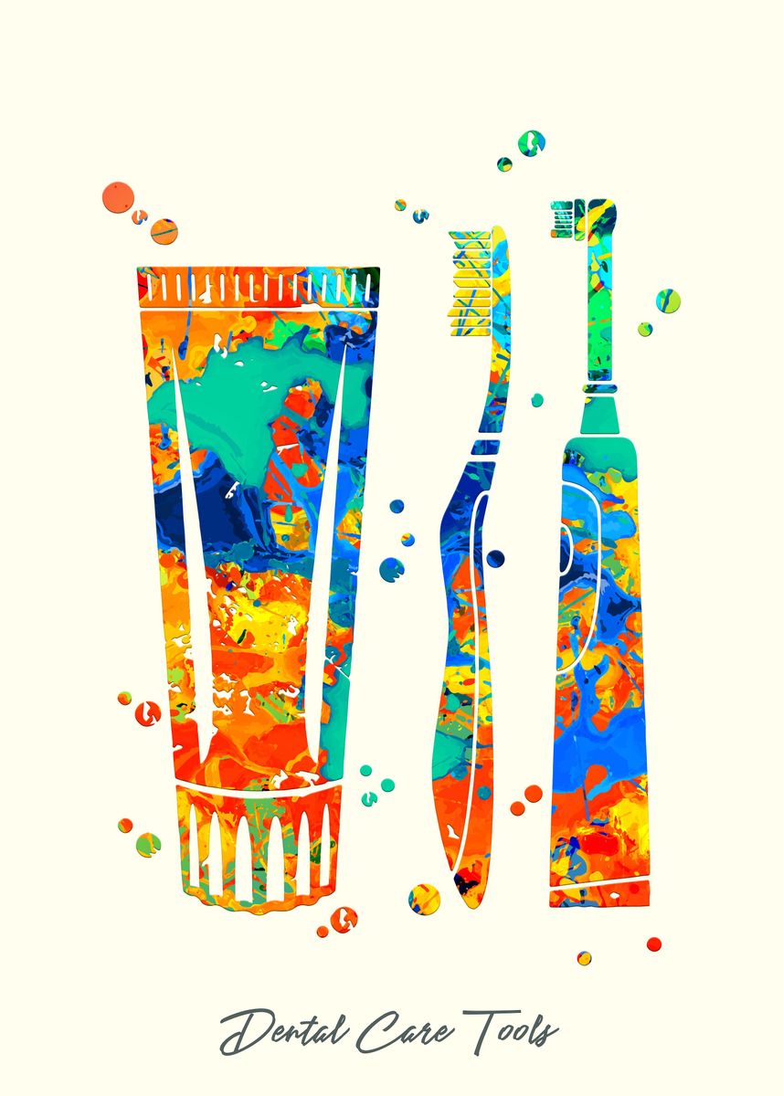 'Dental Care Tools ' Poster, picture, metal print, paint by Vincent ...