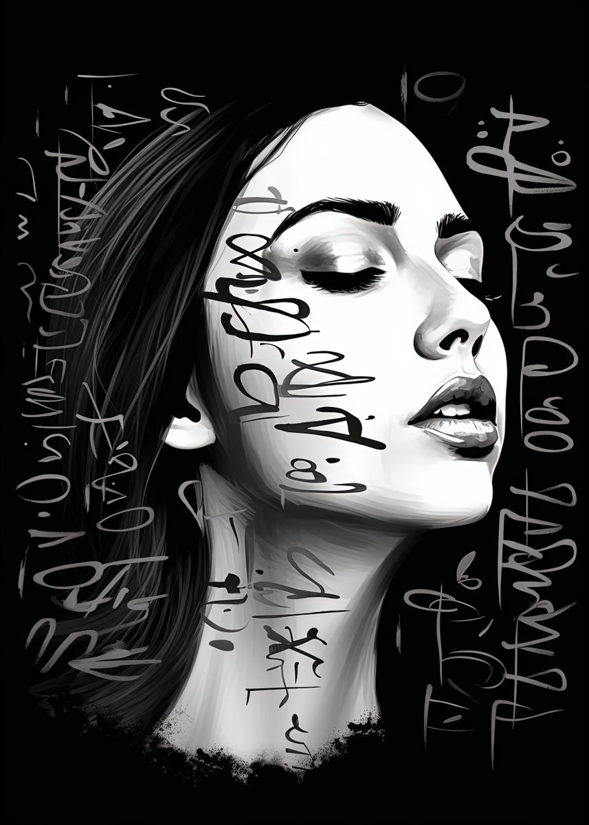 'Young Woman Typography Art' Poster, picture, metal print, paint by ...
