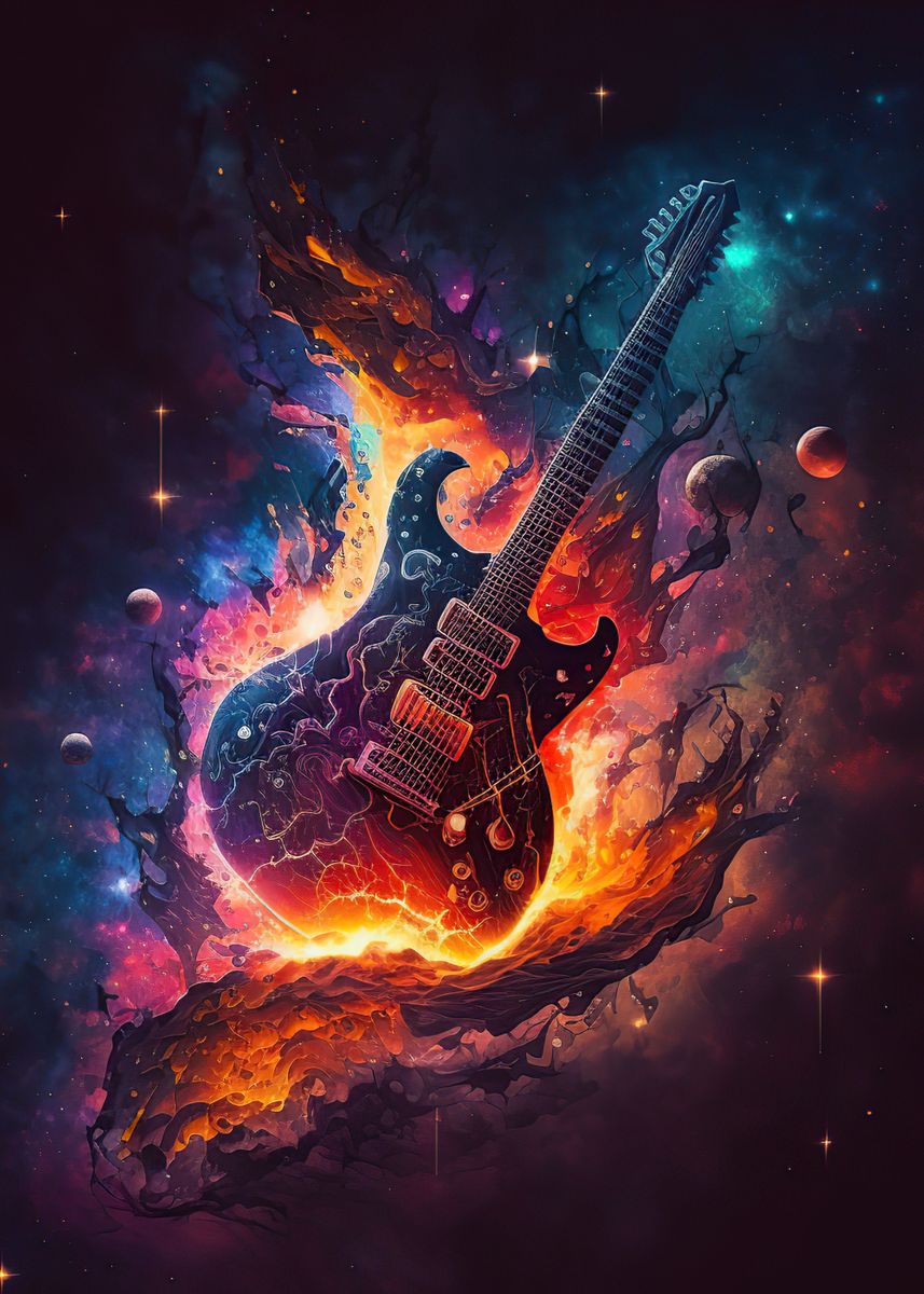 'Guitar' Poster, picture, metal print, paint by Yannis Denton | Displate