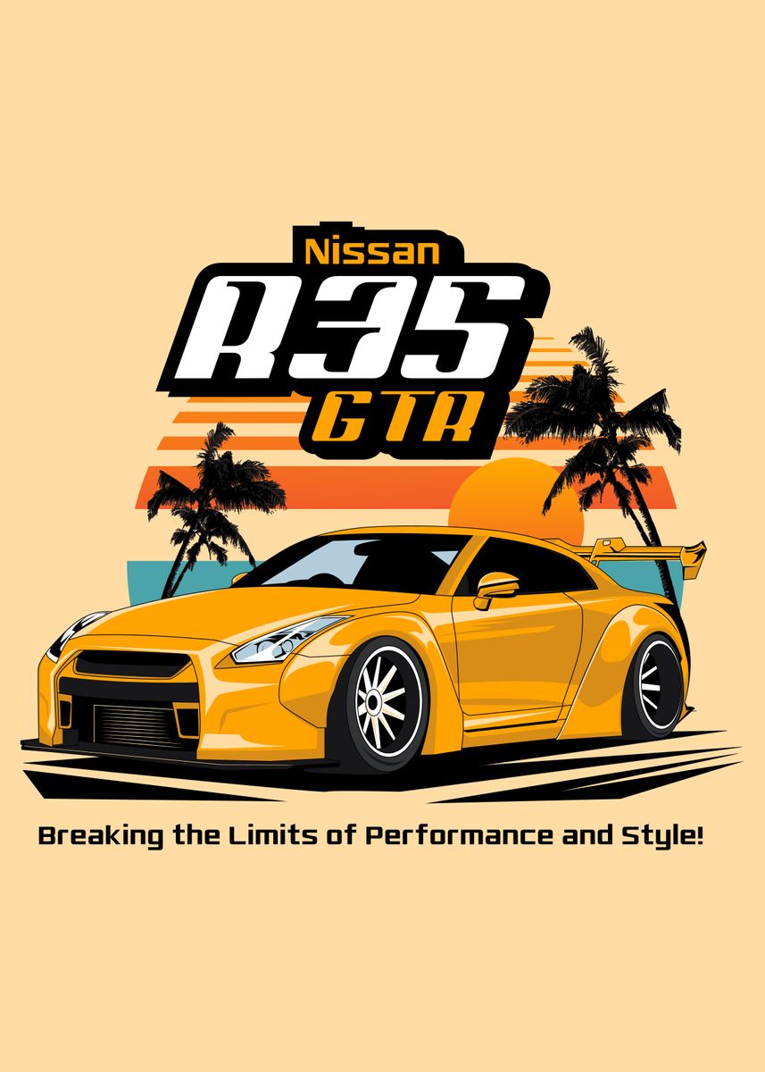 'R35 GTR Car' Poster, picture, metal print, paint by Adam Project ...