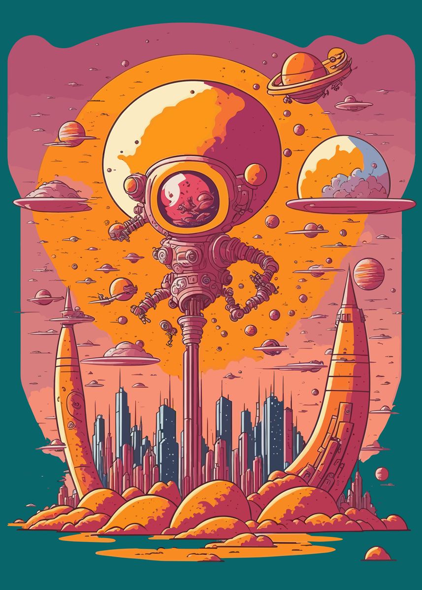 'Magnificent funny Alien' Poster, picture, metal print, paint by ...