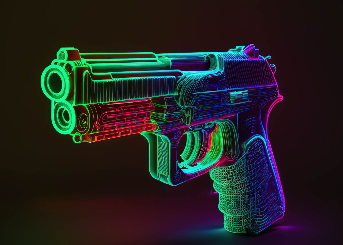 'Gun Neon' Poster by Peter Li | Displate