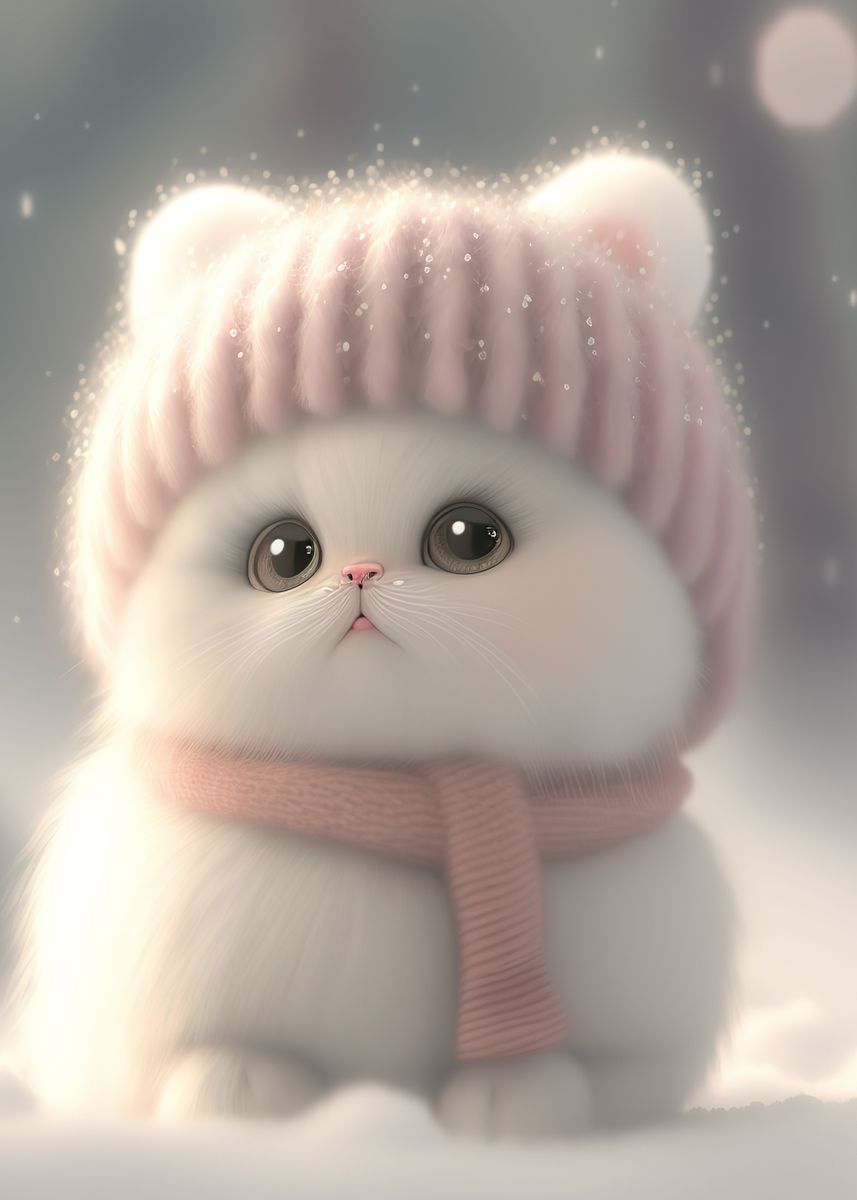 'cute cat ' Poster, picture, metal print, paint by Elysia | Displate