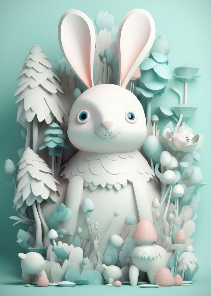 'Cheeky Rabbit' Poster, picture, metal print, paint by Colorfux | Displate