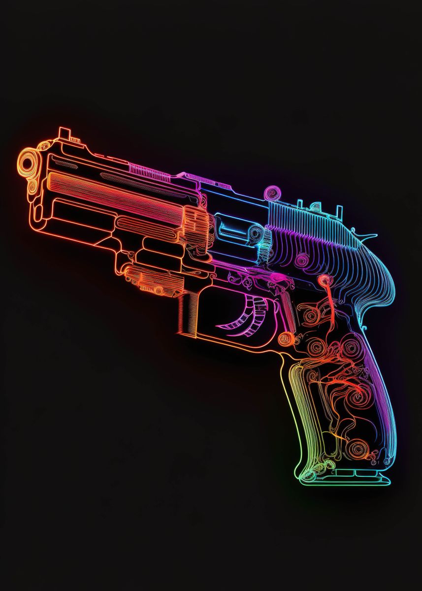 'Gun Neon' Poster by Peter Li | Displate