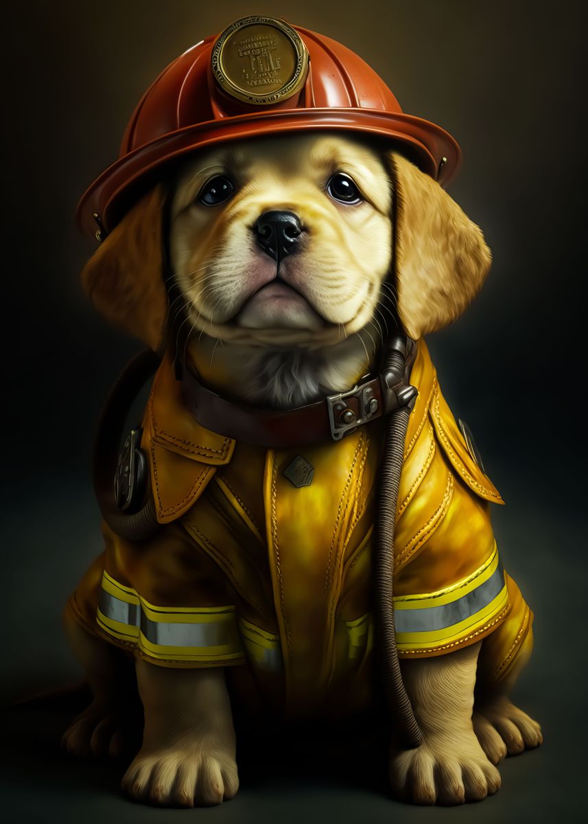 'Dog Firefighter' Poster, picture, metal print, paint by Luke Emery ...