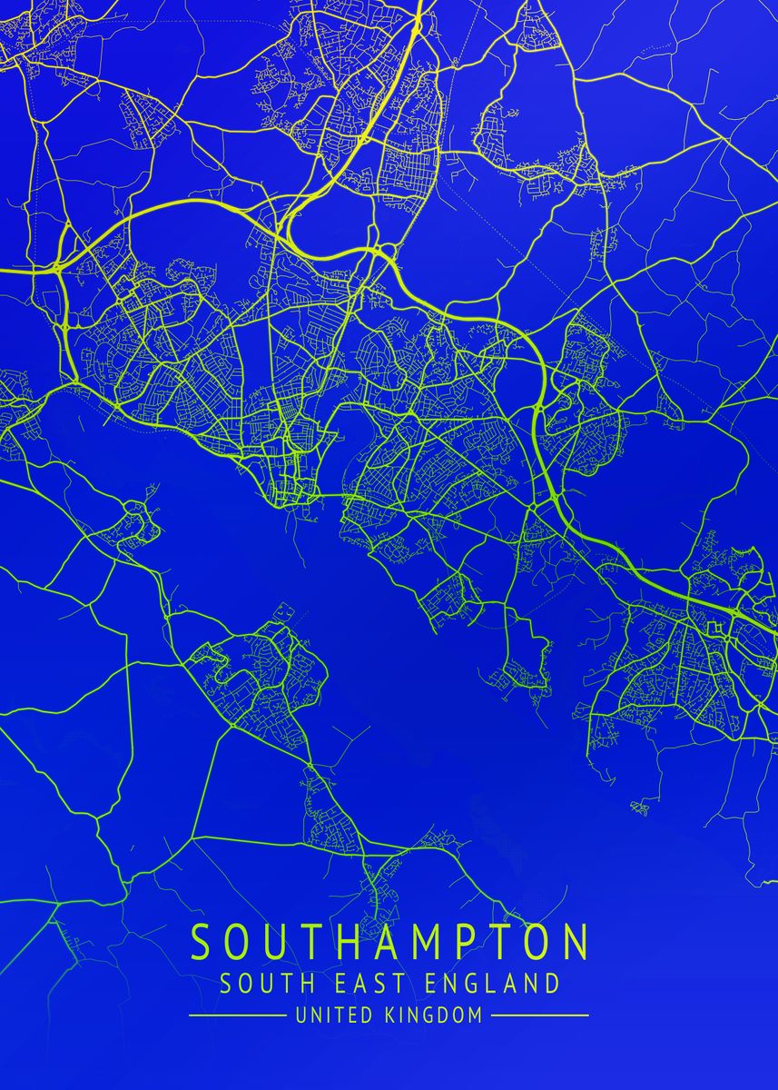 'Southampton UK City Map' Poster, picture, metal print, paint by Gigi ...