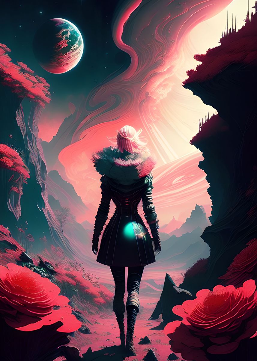 'Astronaut Lady in Space' Poster by Natasya Arkadina | Displate