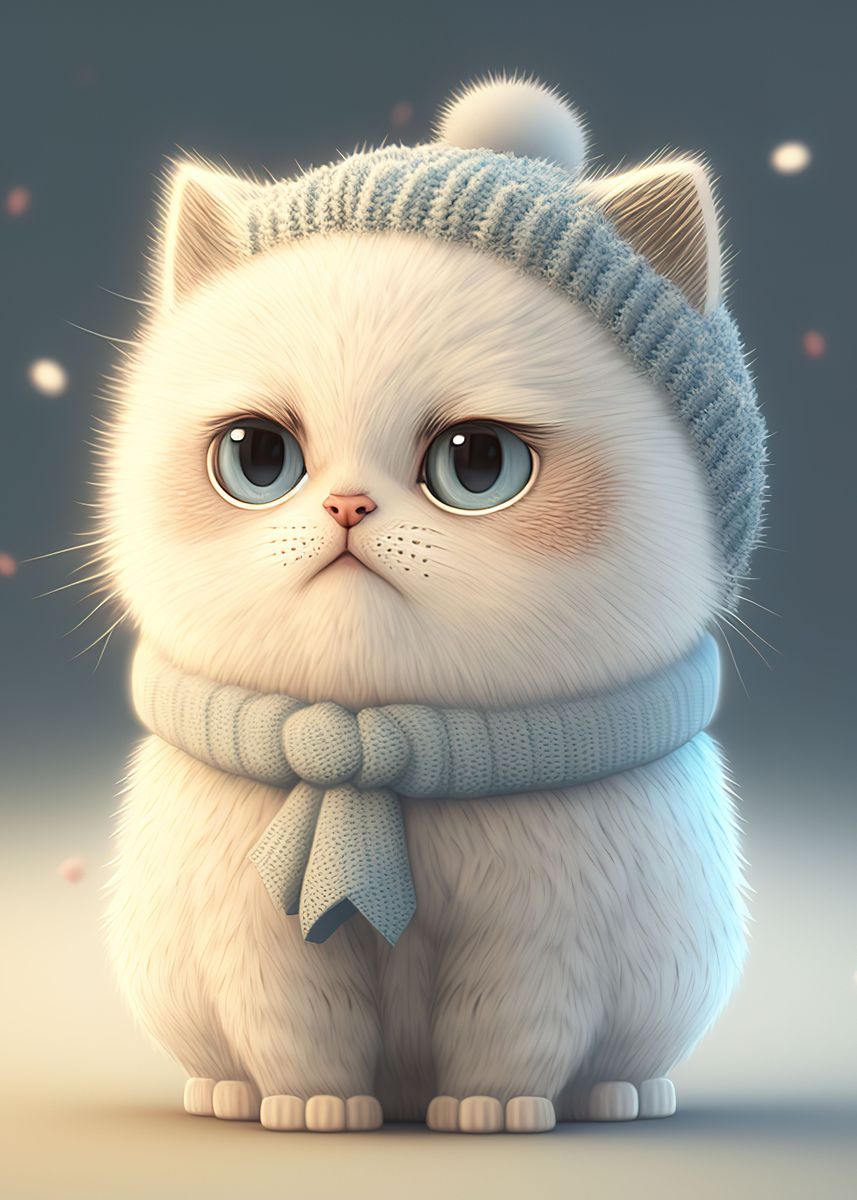 'cute cat ' Poster, picture, metal print, paint by Elysia | Displate