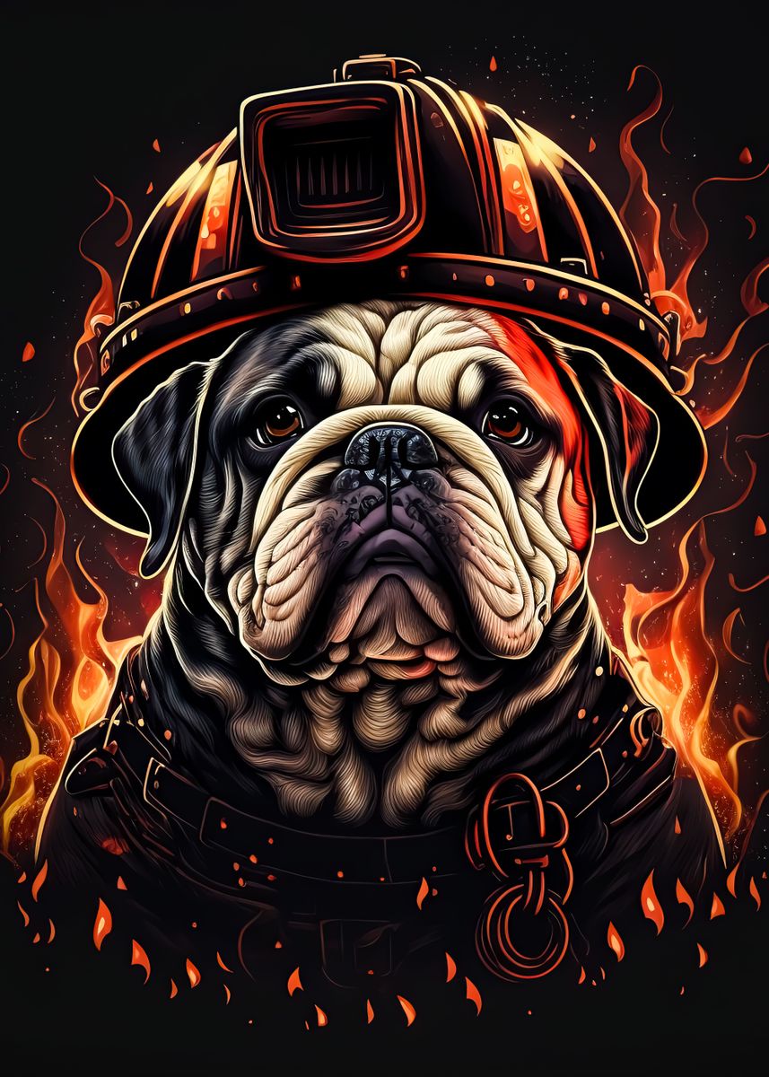 'Dog Firefighter' Poster, picture, metal print, paint by Luke Emery ...