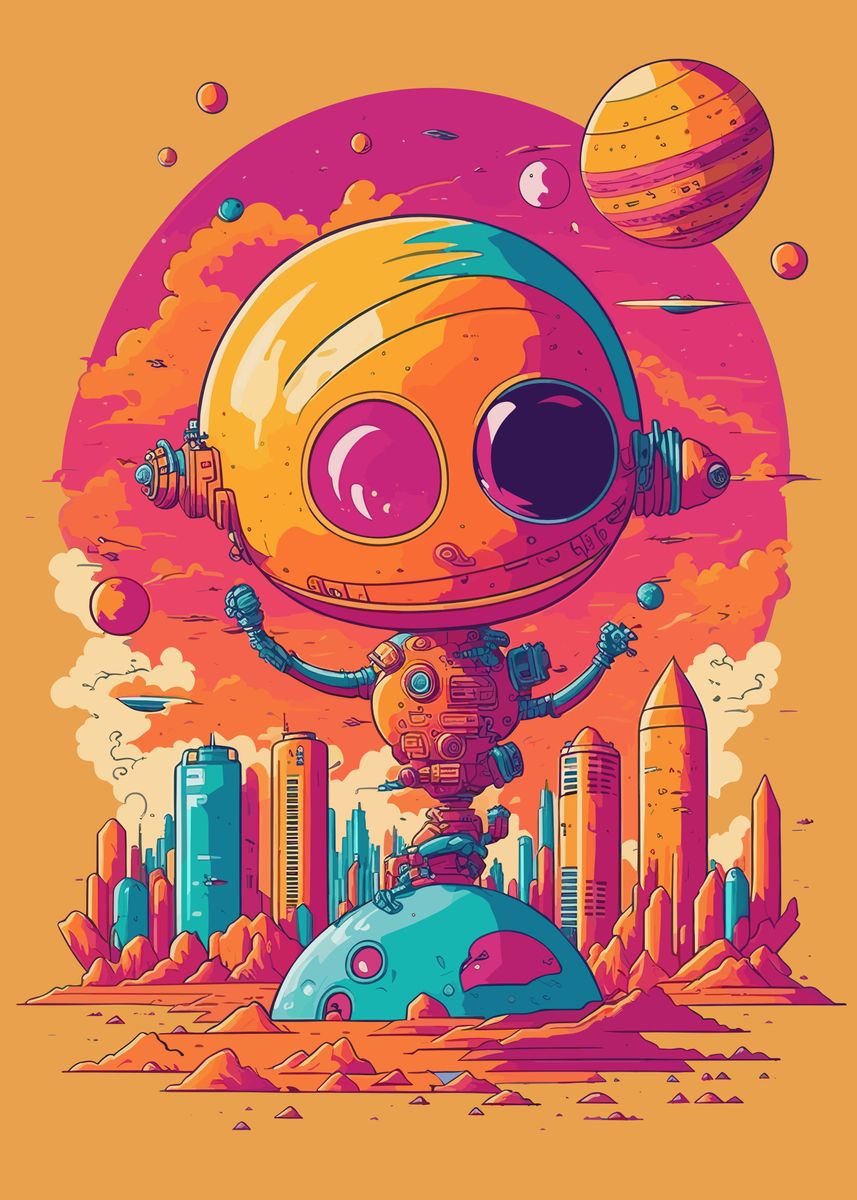 'Magnificent funny Alien' Poster, picture, metal print, paint by ...