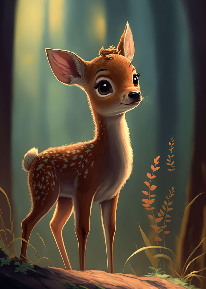 'cute Fawn ' Poster, picture, metal print, paint by laney tess | Displate