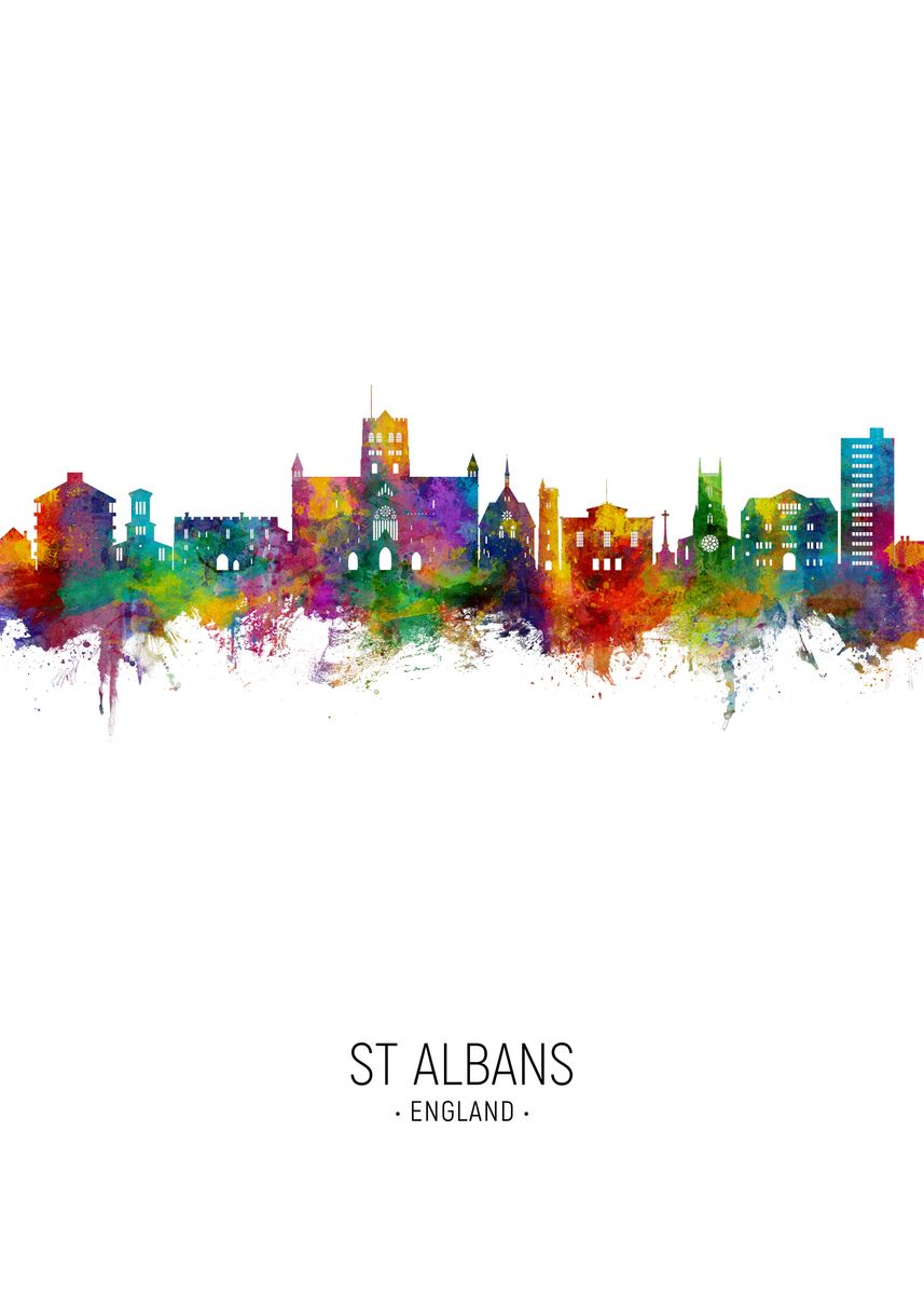 'St Albans Skyline England' Poster, picture, metal print, paint by ...