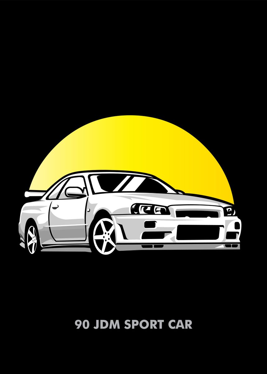 '90 JDM SPORT CAR' Poster, picture, metal print, paint by Poster Collections | Displate