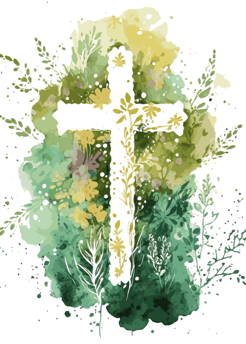 'Spring Flower Cross Art' Poster, picture, metal print, paint by ...