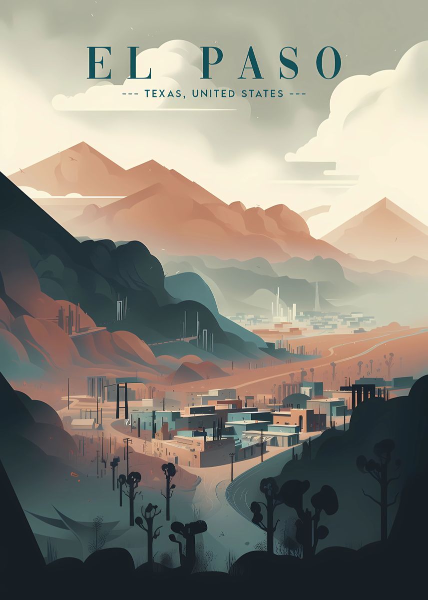 'El Paso Downtown skyline' Poster, picture, metal print, paint by ...