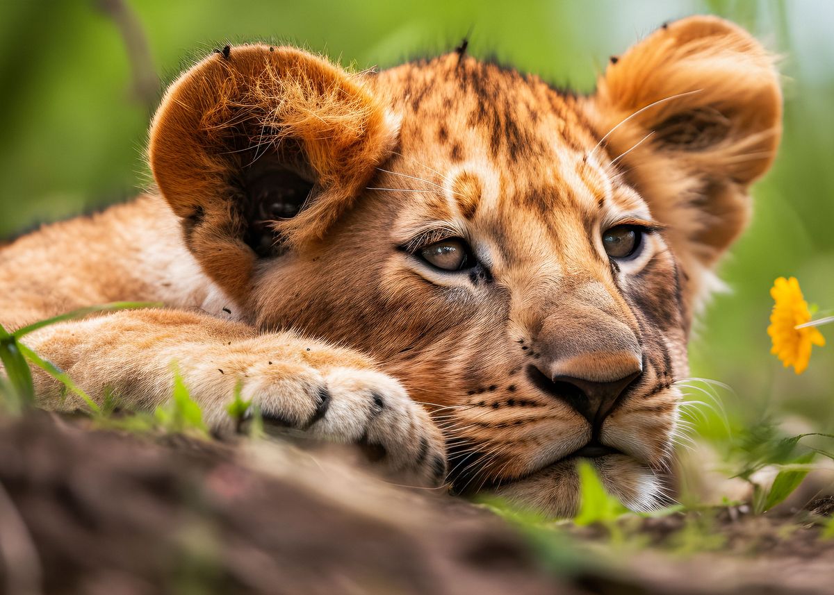 'Relaxing lion cub' Poster by Alan Frijns | Displate