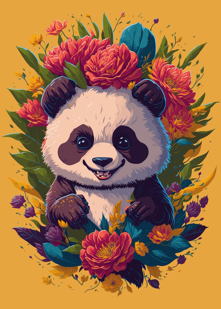 'Cute baby panda' Poster, picture, metal print, paint by Portokalis ...