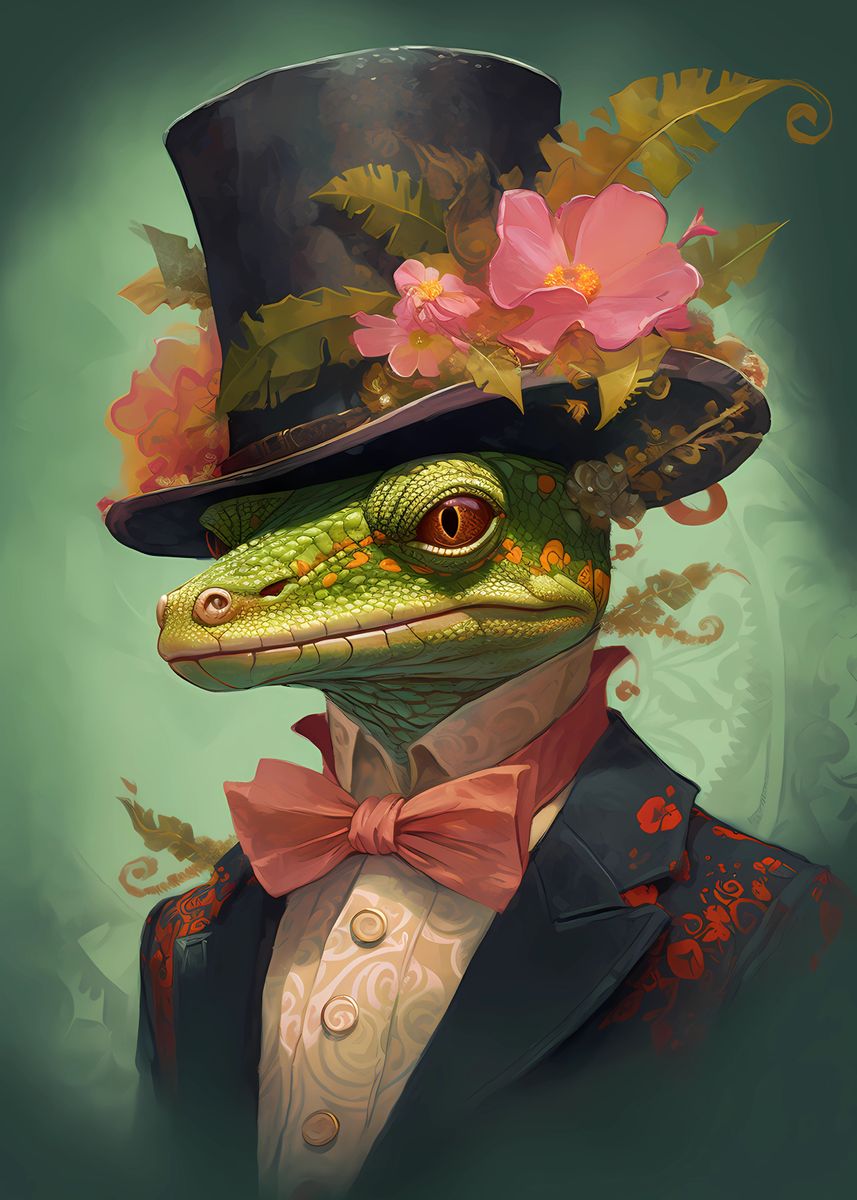 'Gecko Mythological' Poster, picture, metal print, paint by Aurora ...