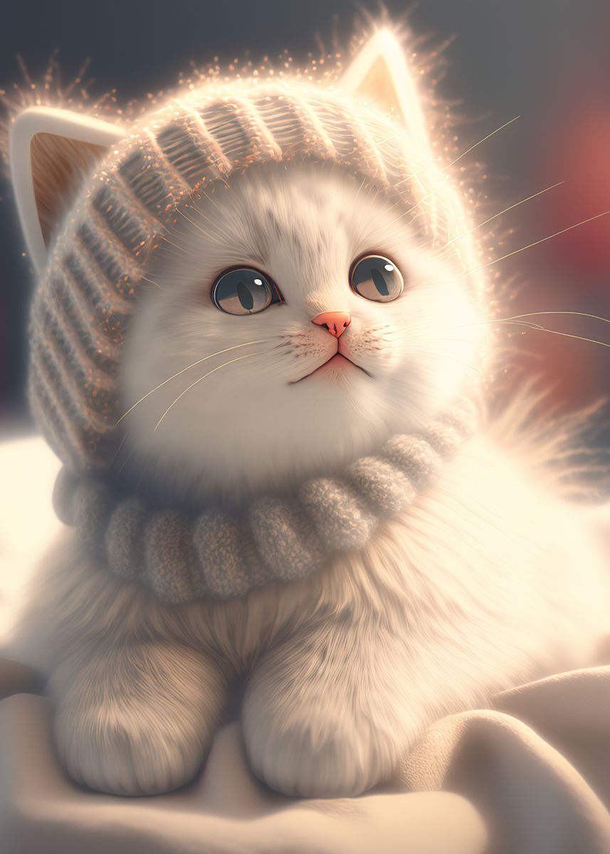 'cute cat ' Poster, picture, metal print, paint by Elysia | Displate