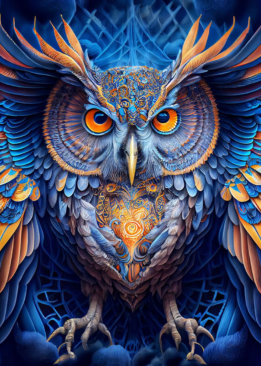 'abstract owl' Poster, picture, metal print, paint by Freddie | Displate