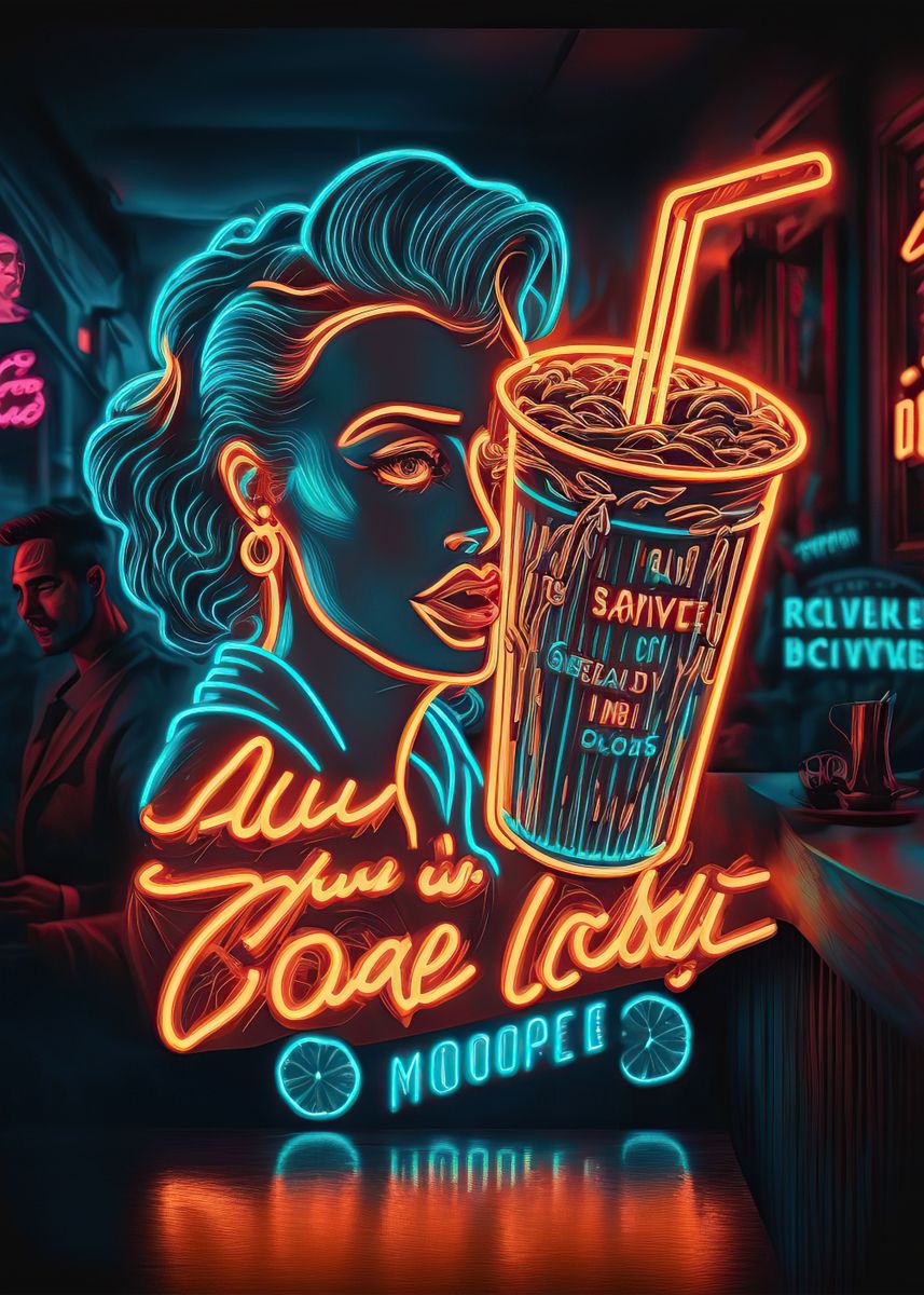 'neon art' Poster, picture, metal print, paint by Anime Poster | Displate