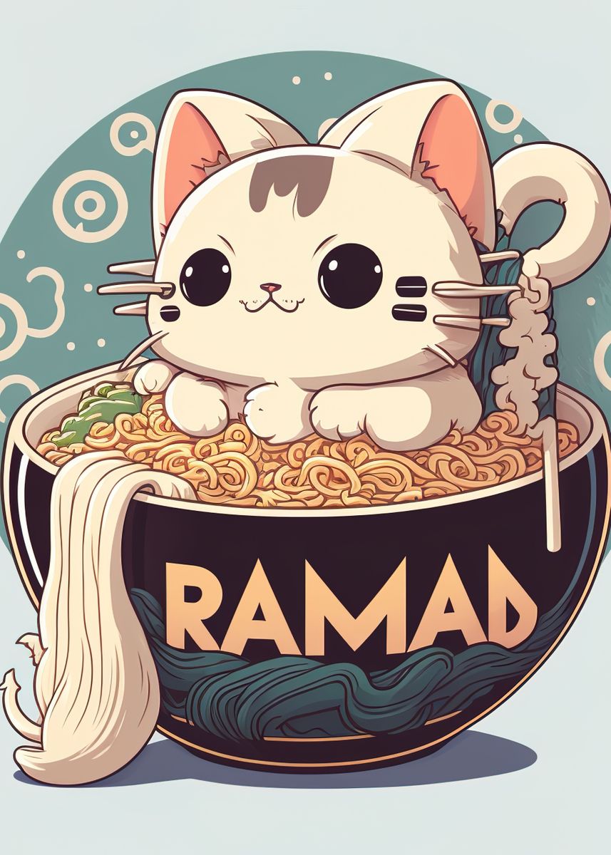 'Cute Baby Ramen ' Poster, picture, metal print, paint by Elysia | Displate