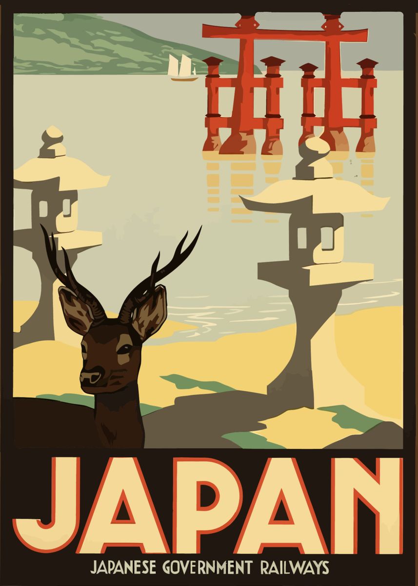'Retro Travel Ads Japan' Poster, picture, metal print, paint by Don ...