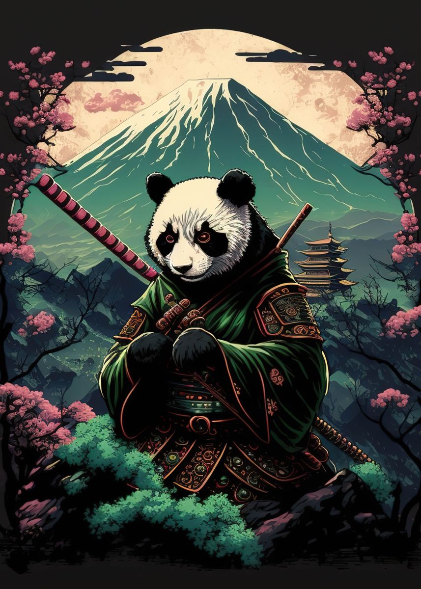 'panda bamboo japan' Poster, picture, metal print, paint by Hari ...