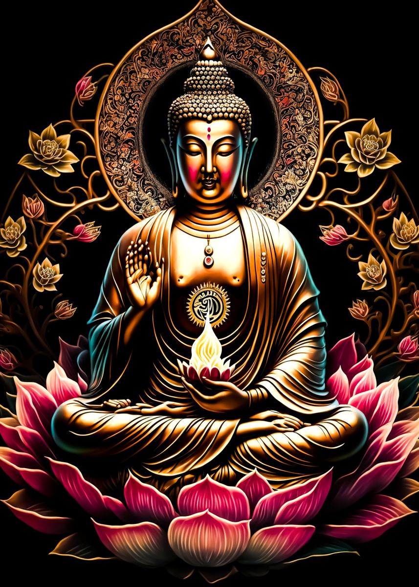 'meditating buddha statue' Poster, picture, metal print, paint by Klay ...
