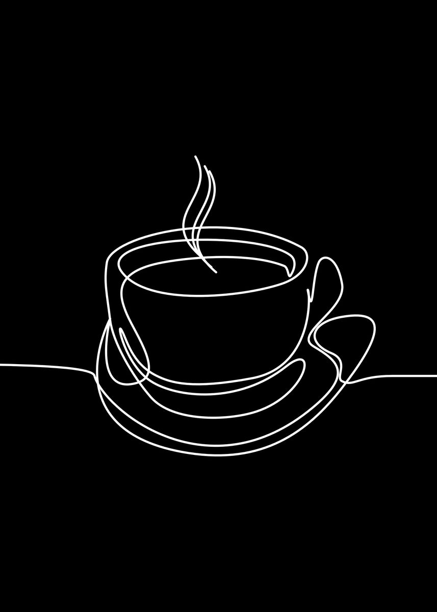 ' One Line Art Coffee' Poster, picture, metal print, paint by Hendri ...