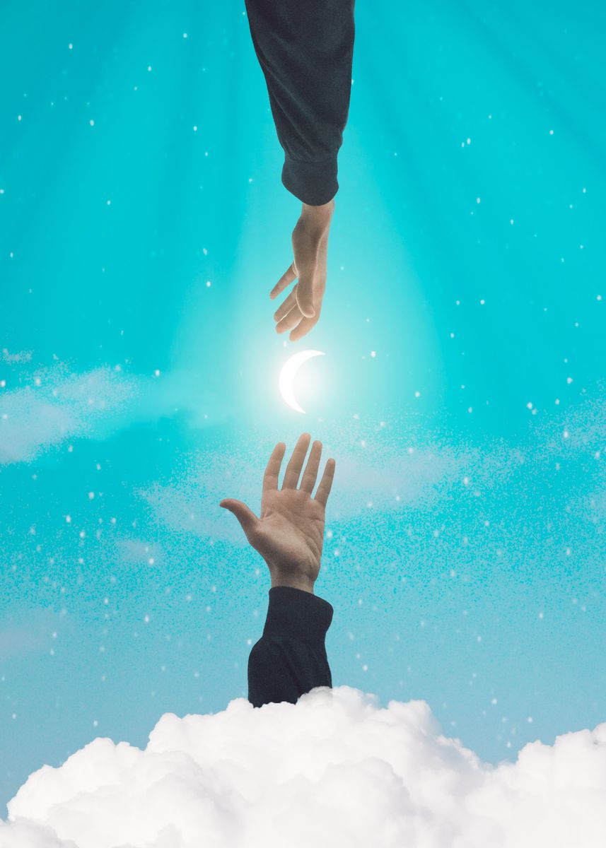 'Helping Hand in the sky' Poster, picture, metal print, paint by ...