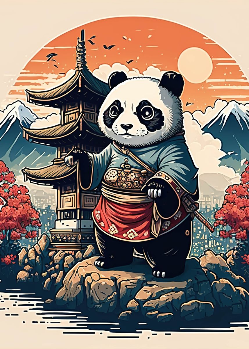 'panda bamboo japan' Poster, picture, metal print, paint by Hari ...