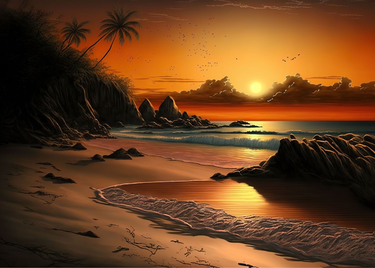 'Beach Sunset' Poster by paxtonronalda | Displate