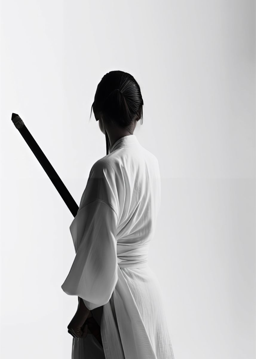 'Samurai girl from behind' Poster, picture, metal print, paint by ...