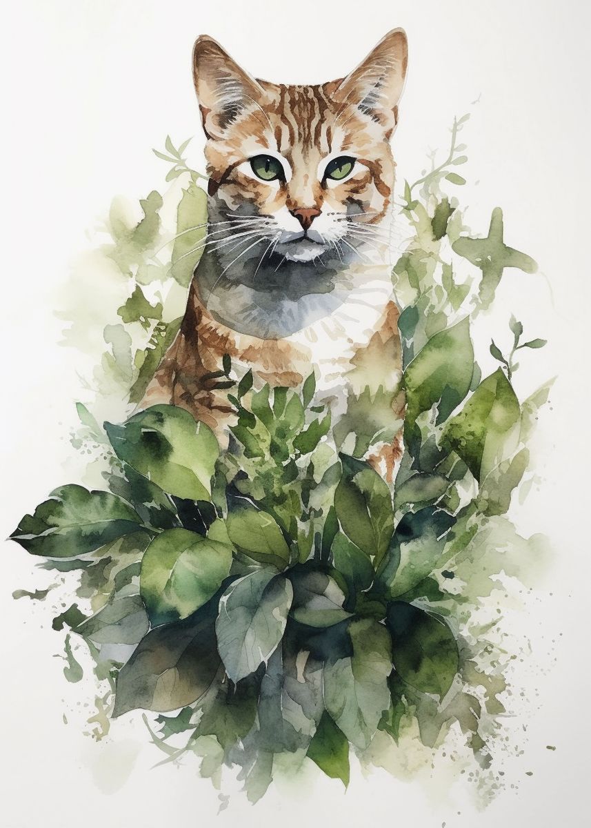 'Forest Cat' Poster, picture, metal print, paint by David Scott | Displate
