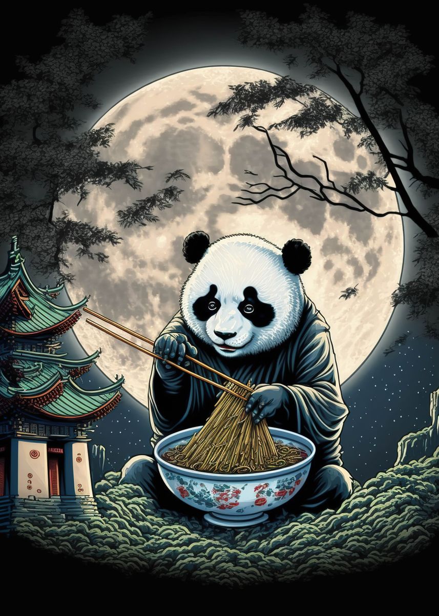 'panda bamboo japan' Poster, picture, metal print, paint by Hari ...