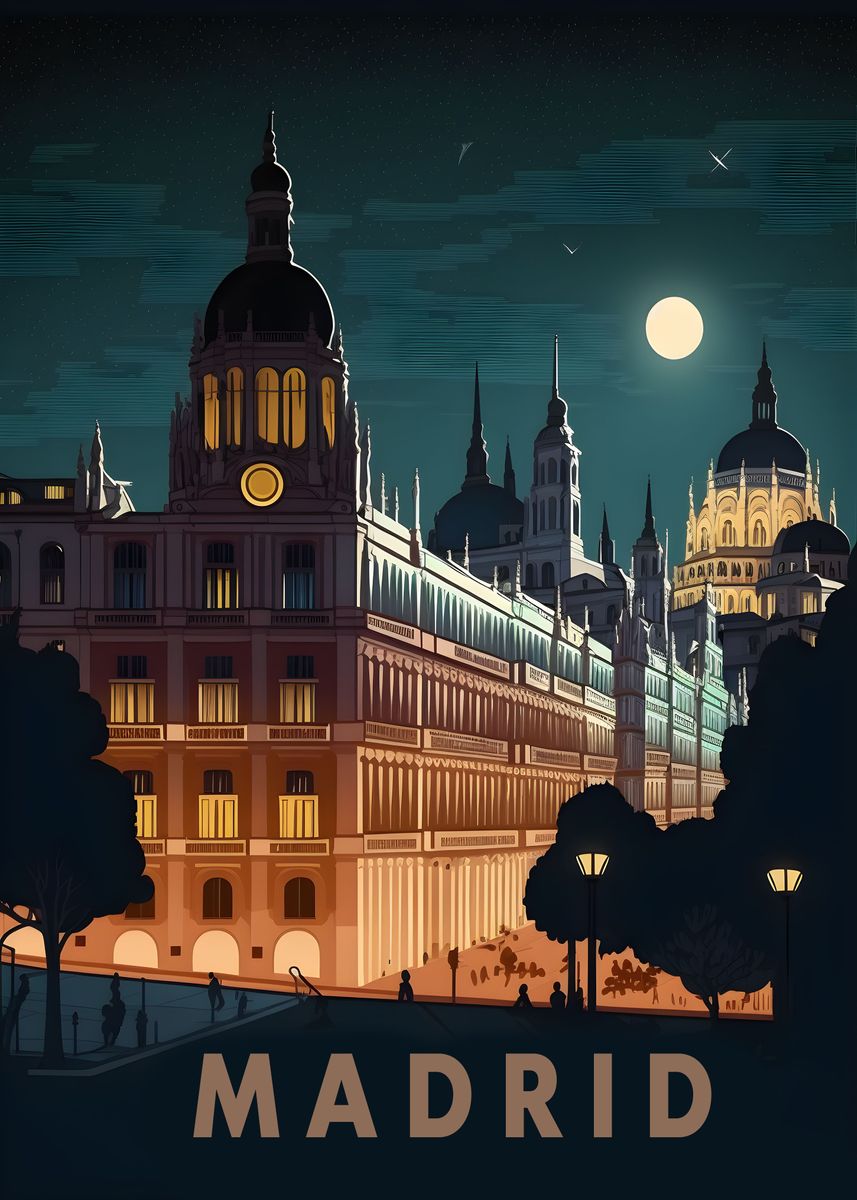 'Madrid Spain Travel' Poster, picture, metal print, paint by Khloi ...
